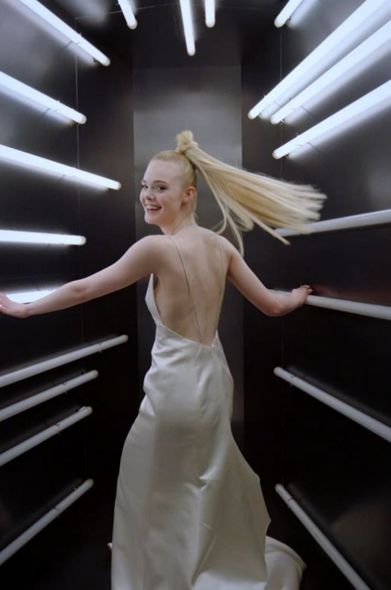 Elle Fanning Satin Slip Plunge Backless Celebrity Dress Met Gala 2016 ...