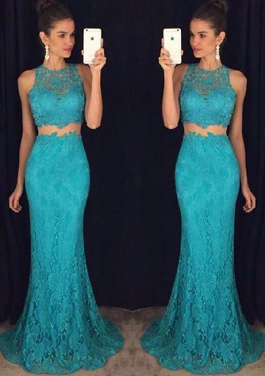 Turquoise Lace Bridesmaid Dress